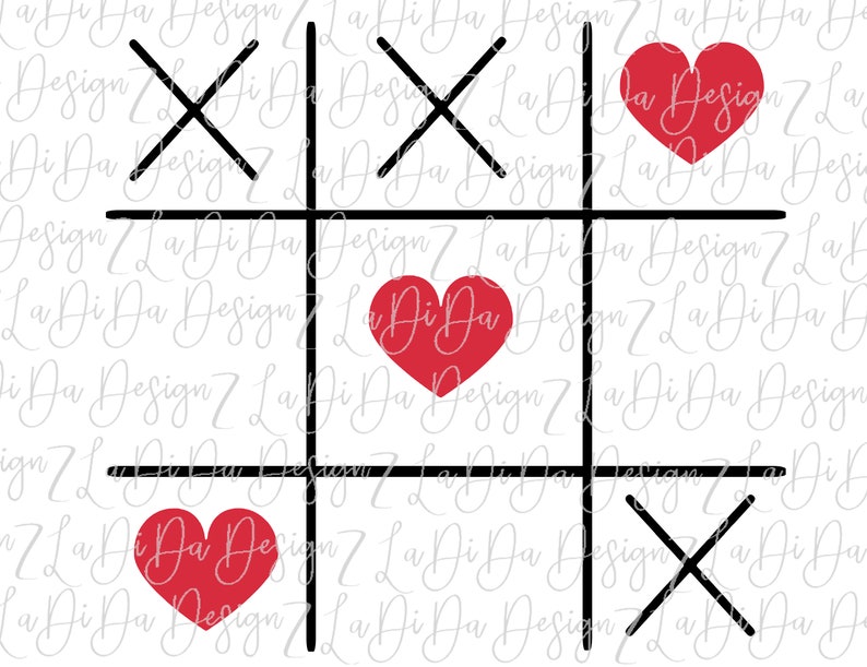 Tic Tac Toe Hearts Valentines X's and Hearts PNG Digital - Etsy