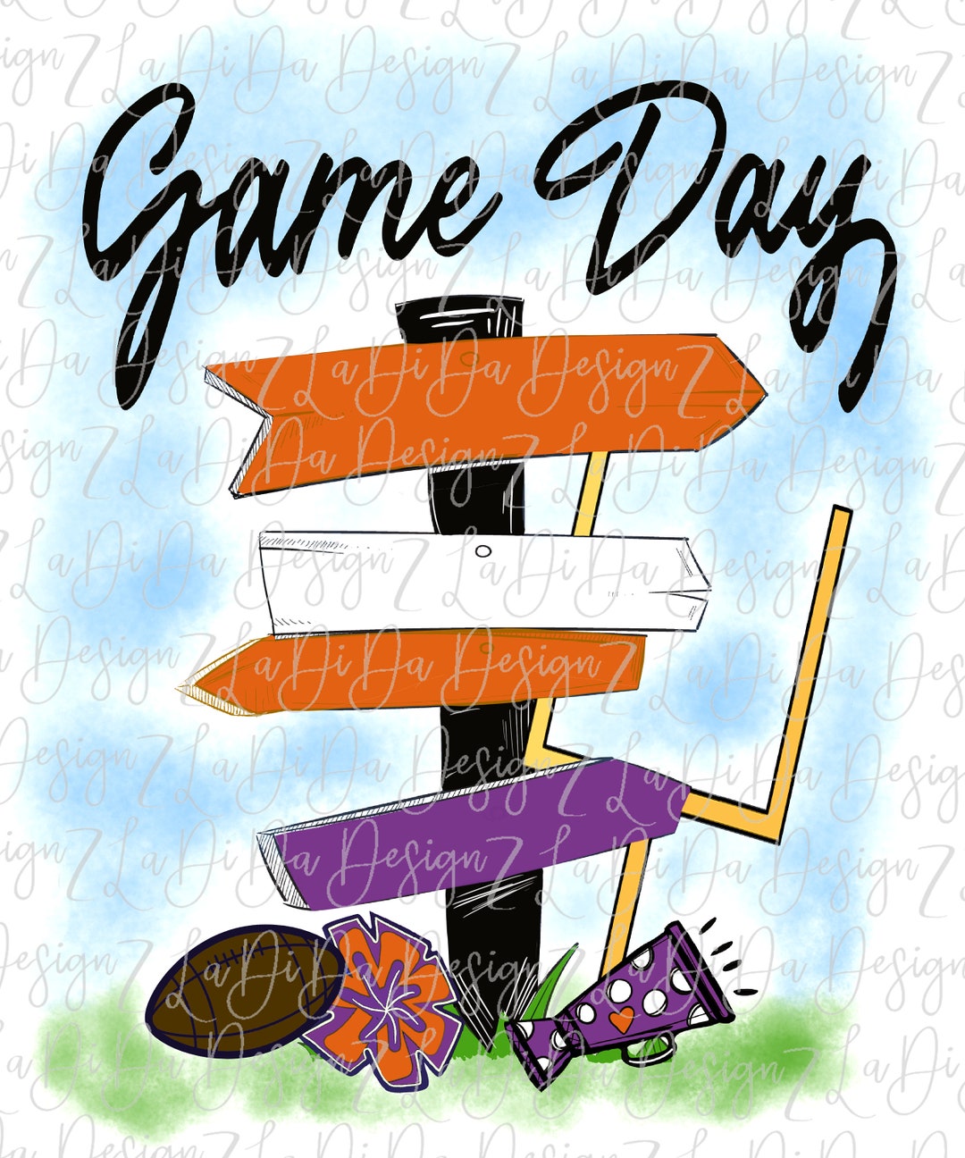 Game Day Orange Purple Direction Signs PNG Digital Download Tailgate ...