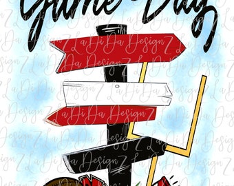 Game Day Black Gold Direction Signs PNG Digital Download Tailgate ...