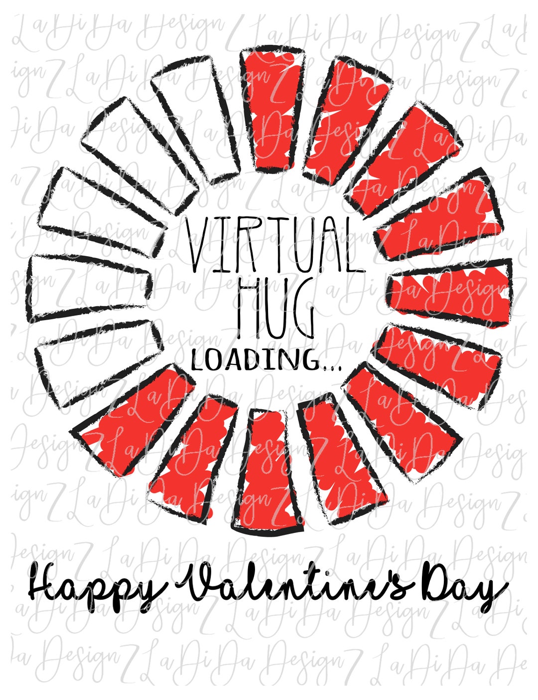 Virtual Hug Loading Happy Valentine's Day Red PNG Digital Download ...