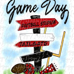 Game Day Red Black Direction Signs PNG Digital Download Tailgate ...