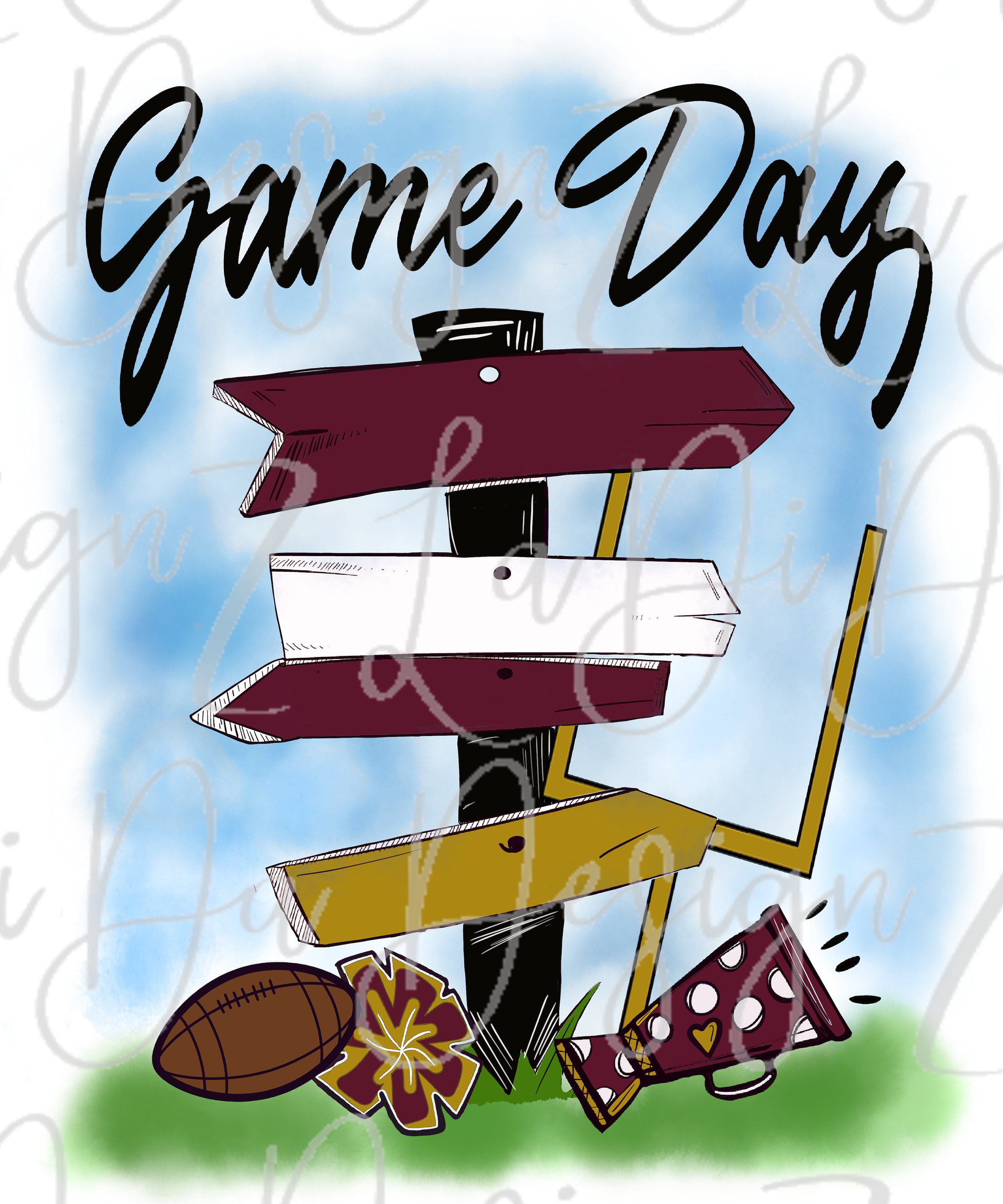 Game Day Maroon Gold Direction Signs PNG Digital Download - Etsy