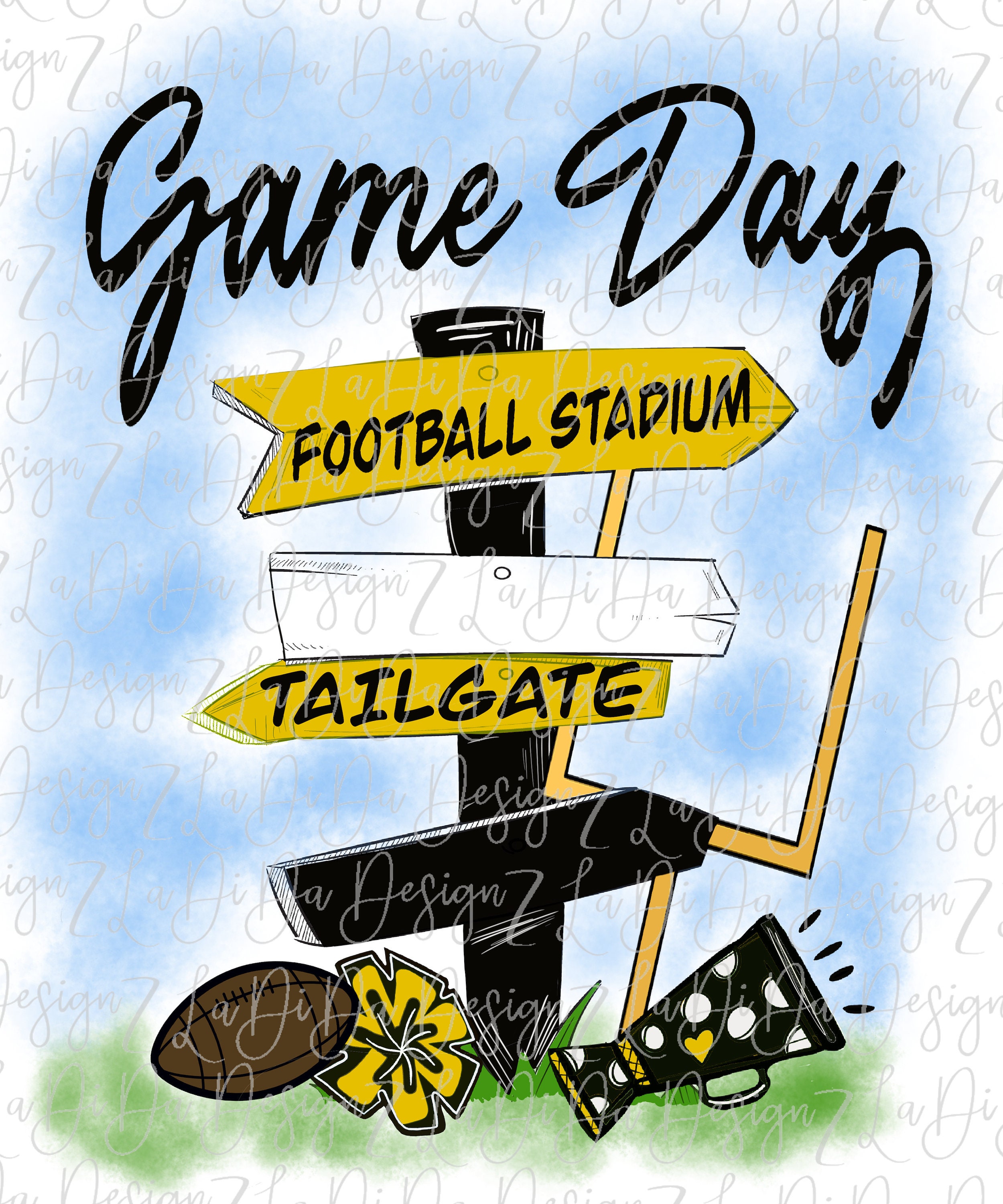 Game Day Black Gold Direction Signs PNG Digital Download Tailgate ...