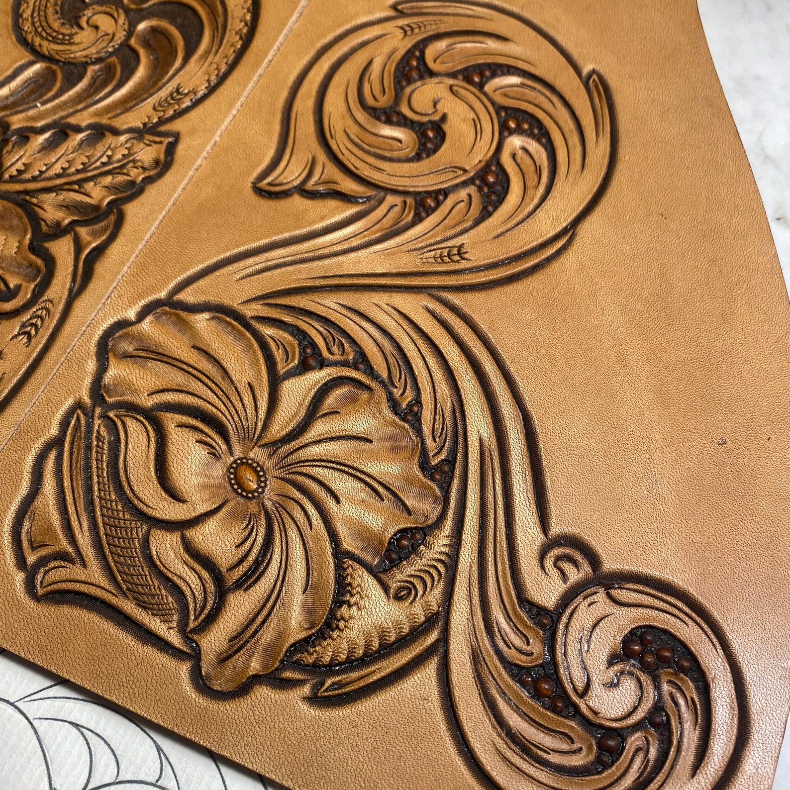 Sheridan Floral Leather Tooling Pattern – Corner Stencils (PDF Download ...