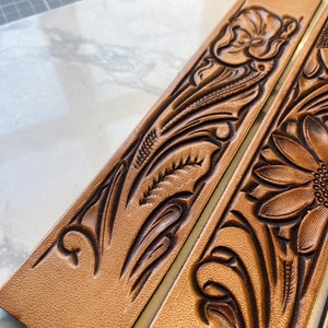 3x Leather Belt Tooling Patterns / Sunflower Leather Carving Pattern ...