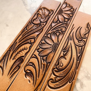 3x Leather Belt Tooling Patterns / Sunflower Leather Carving Pattern ...