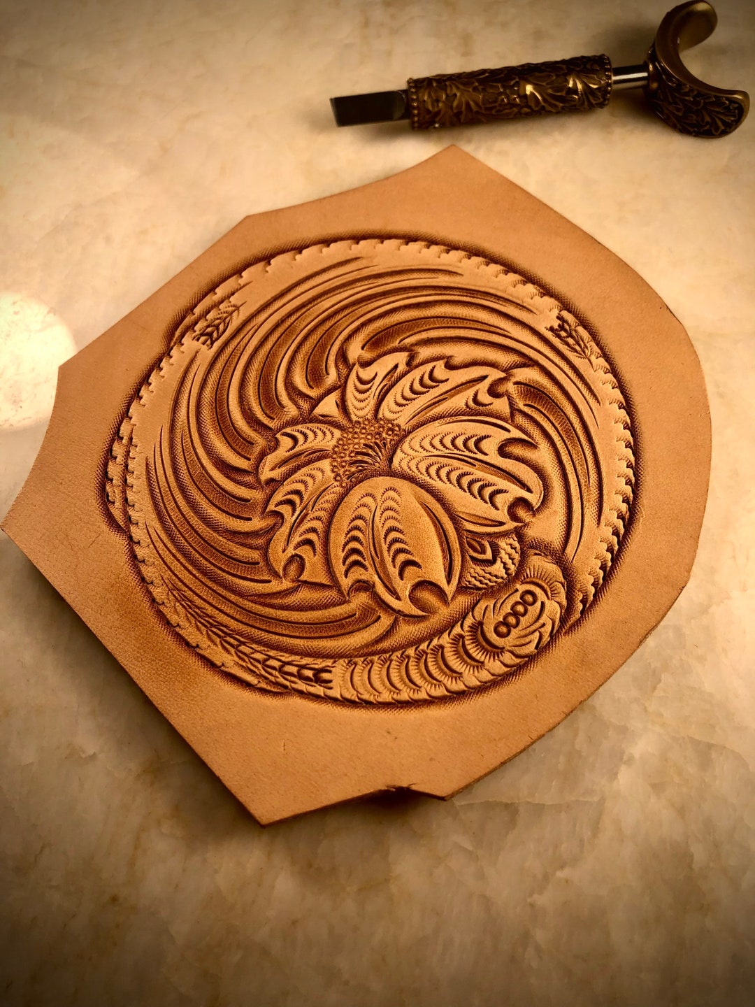 Leather Tooling / Carving Patterns / Stencils. Western Sheridan Flower ...