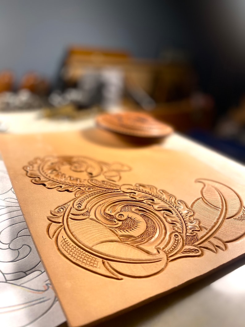 Leather Tooling / Carving Patterns / Stencils. Feather Corner - Etsy