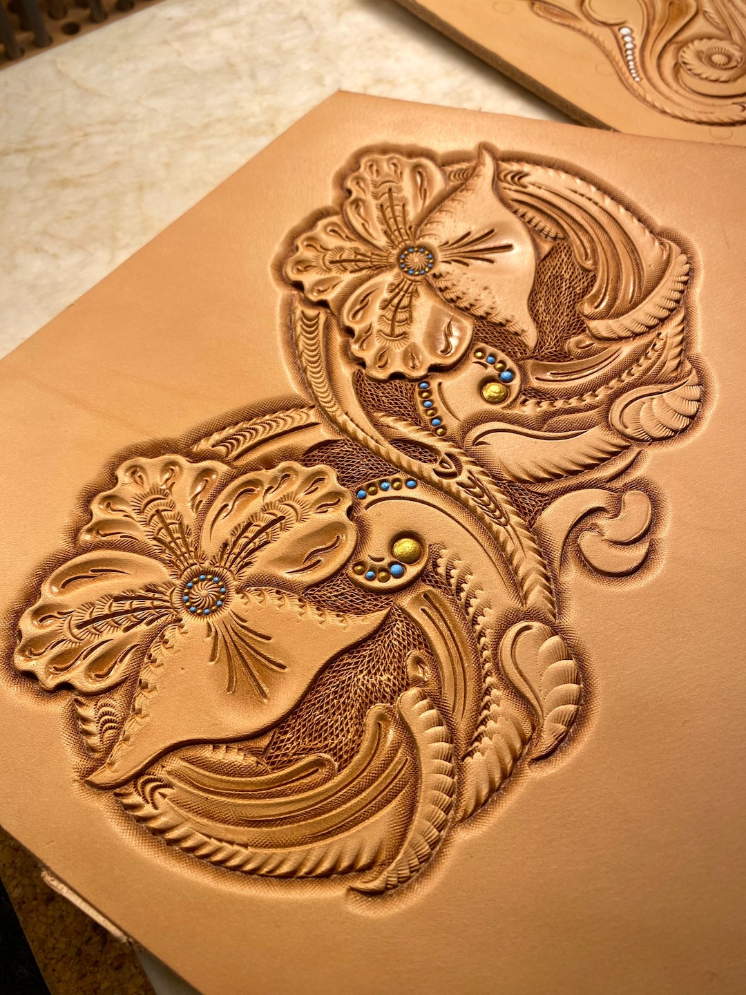 Leather Tooling / Carving Patterns / Stencils. Sheridan Floral Symmetry ...