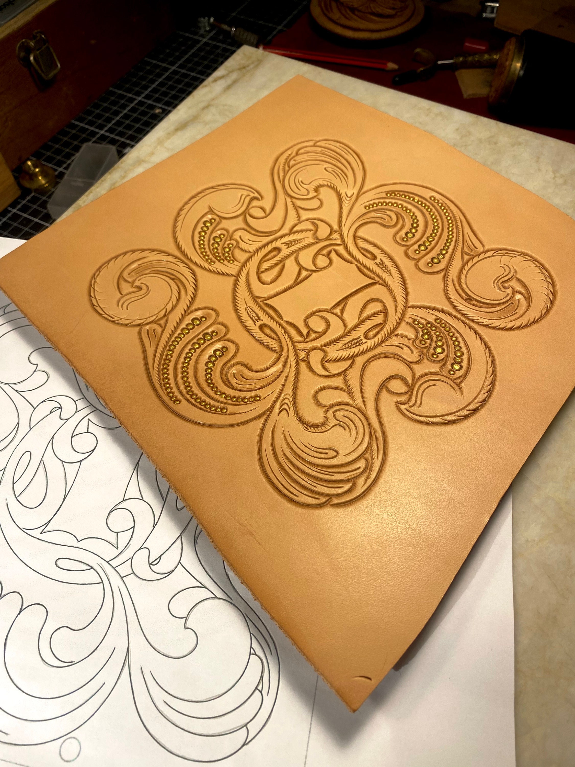 Leather Wedding Bouquet Wrap 3. Leather Tooling Pattern / - Etsy