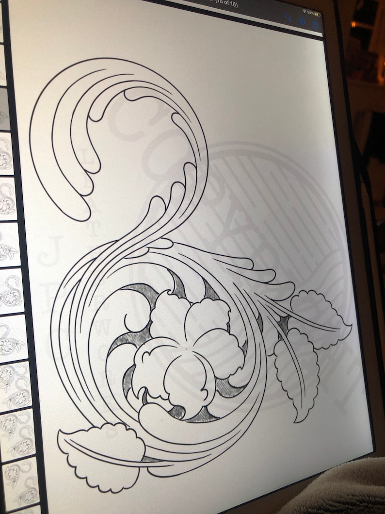 Leather Tooling / Carving Patterns / Stencils. Sheridan Style Floral ...