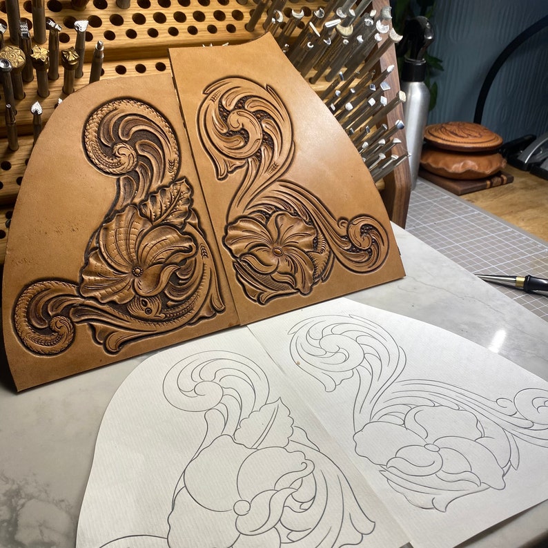 Sheridan Floral Leather Tooling Pattern – Corner Stencils (PDF Download ...