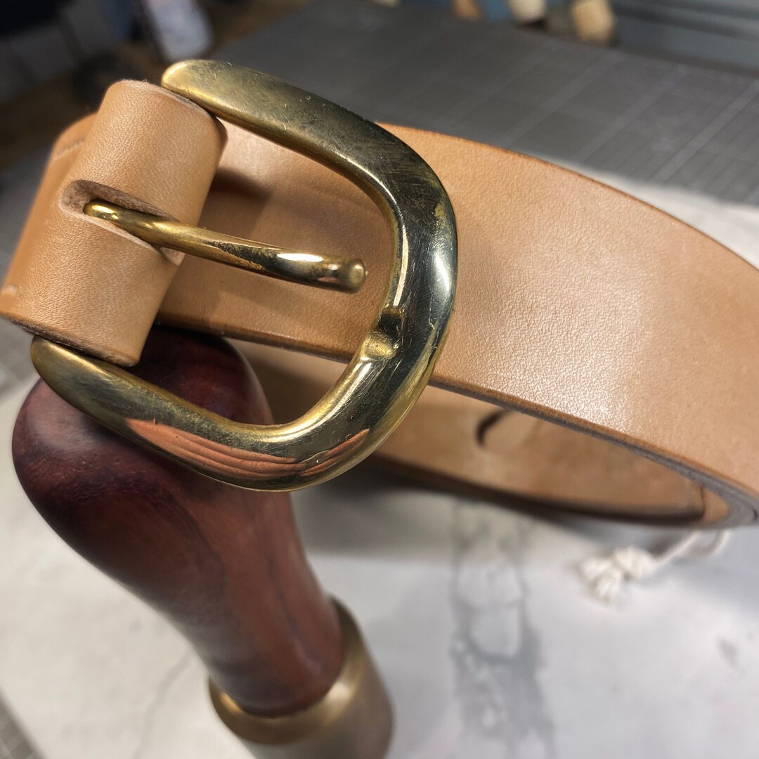 Handmade Oak Bark Tanned Leather Belt, Heavy Duty Brass Buckle - Etsy