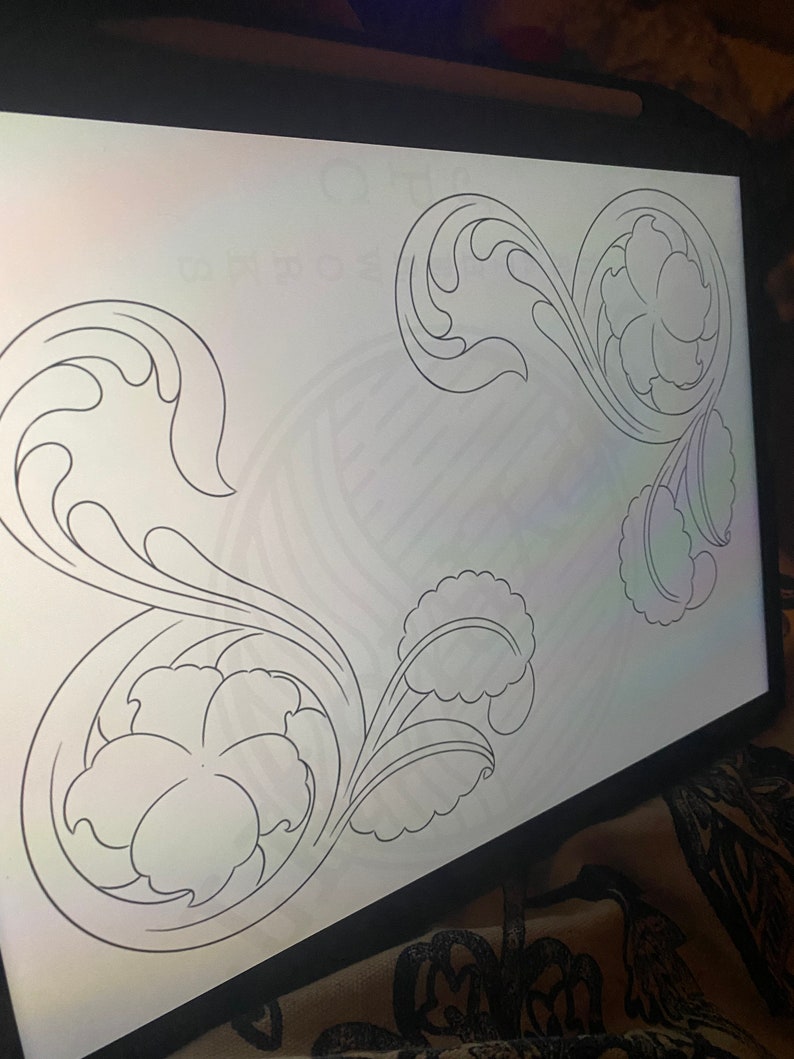 Leather Tooling / Carving Patterns / Stencils. Sheridan Floral - Etsy