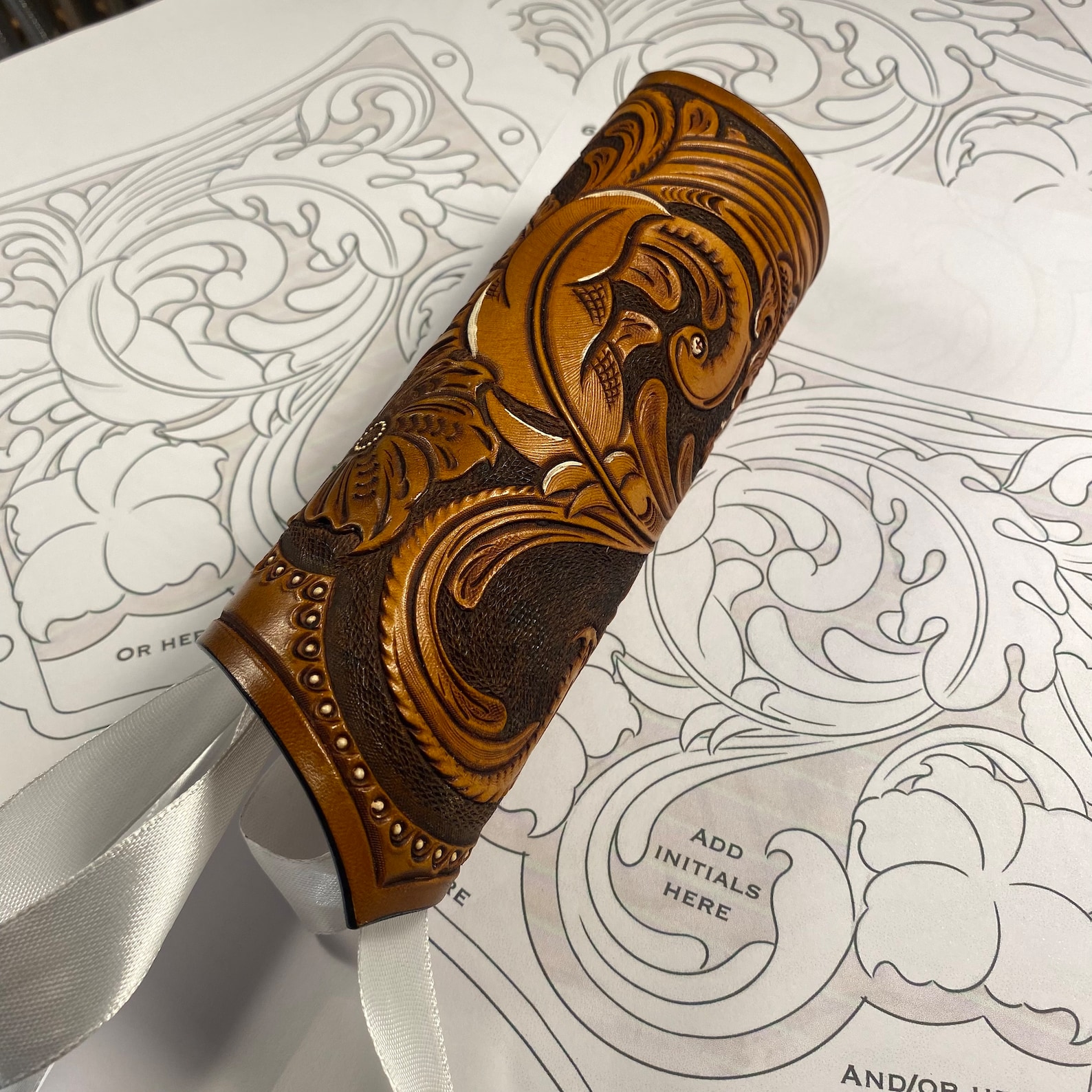 Leather Wedding Bouquet Wrap 1. Leather Tooling Pattern / - Etsy