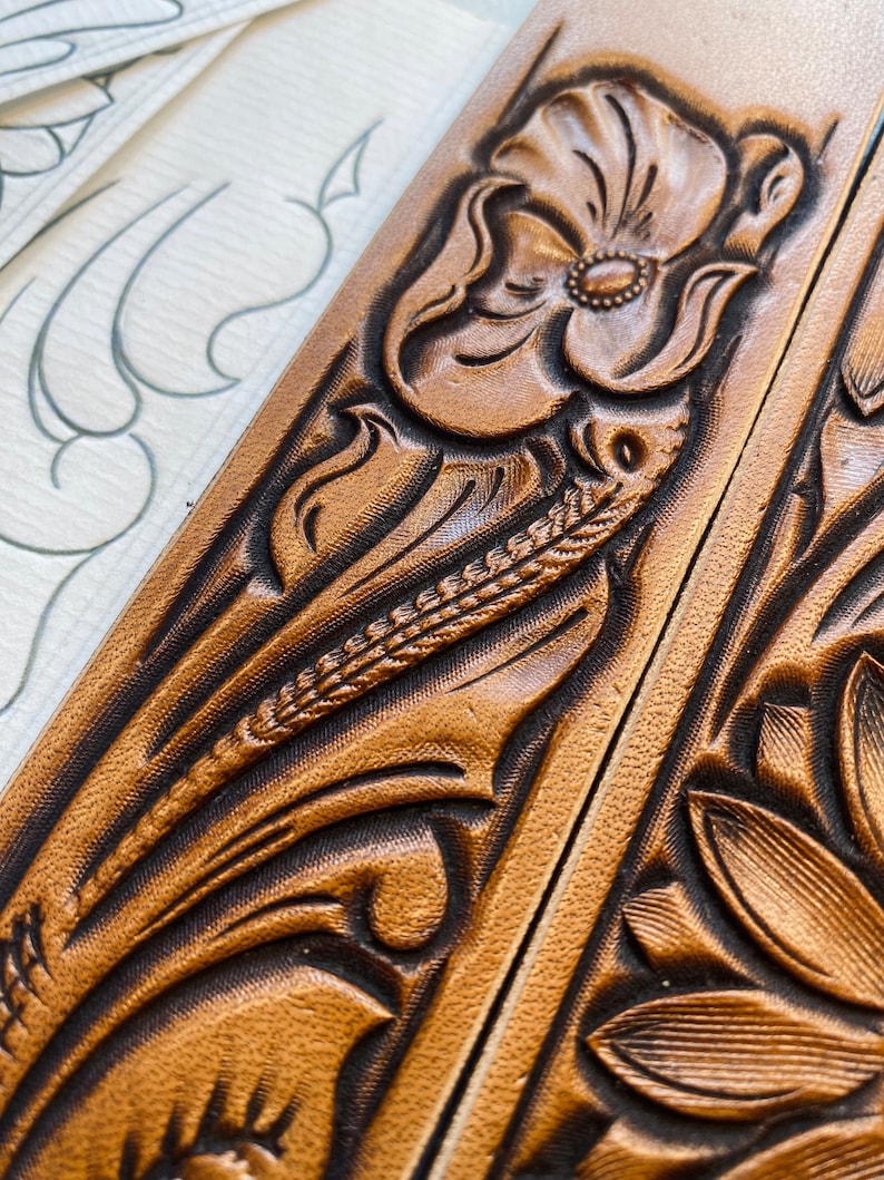 Floral & Sunflower Leather Belt Tooling Patterns – Western Carving ...