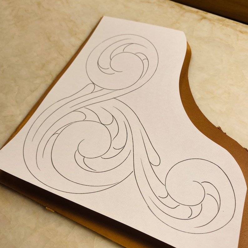 Leather Tooling Patterns / Carving Pattern / Stencil. Corner Vinework ...