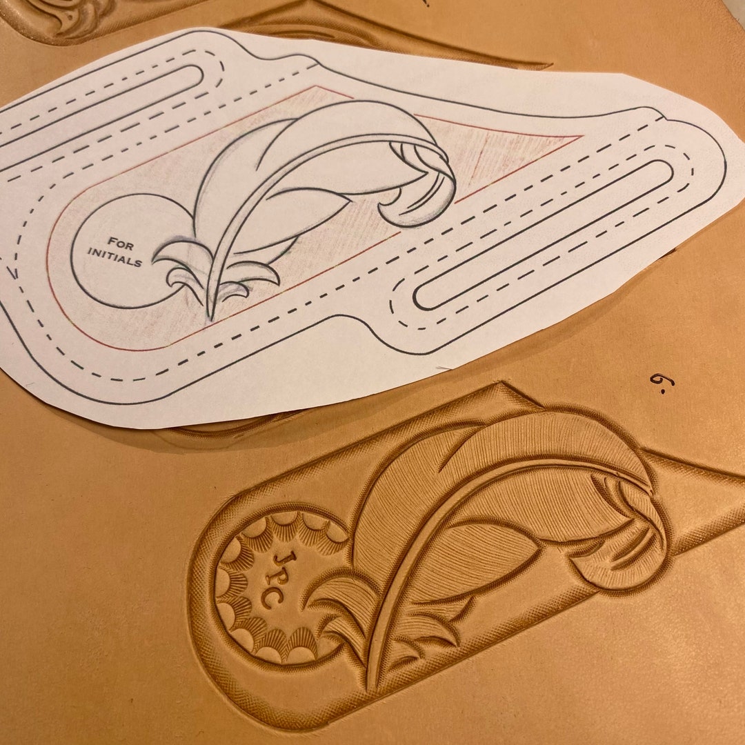 Leather Tooling Pattern: Feather Pancake Sheath (PDF Download) - Etsy