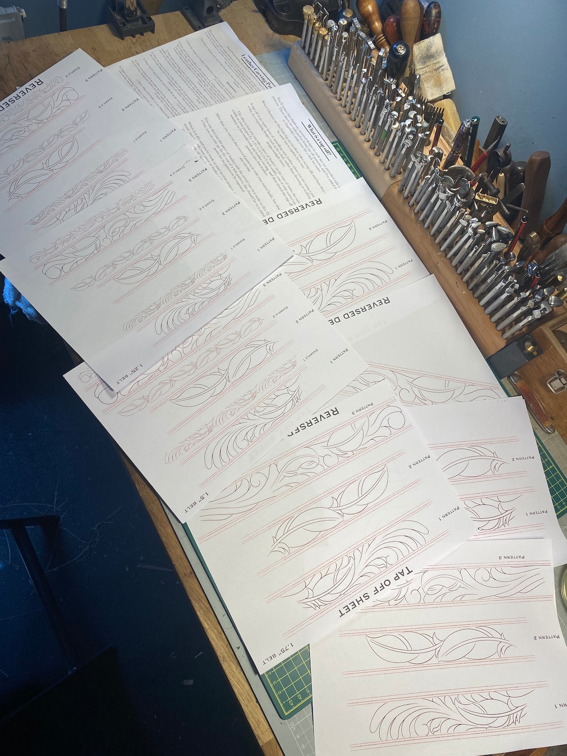 3x Leather Belt Tooling Patterns / Carving Pattern / Stencil. - Etsy