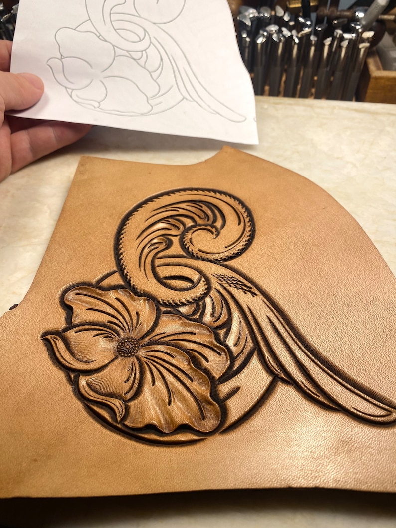 Floral Corner Leather Tooling Pattern, Stencil #8 (PDF Download) - Etsy
