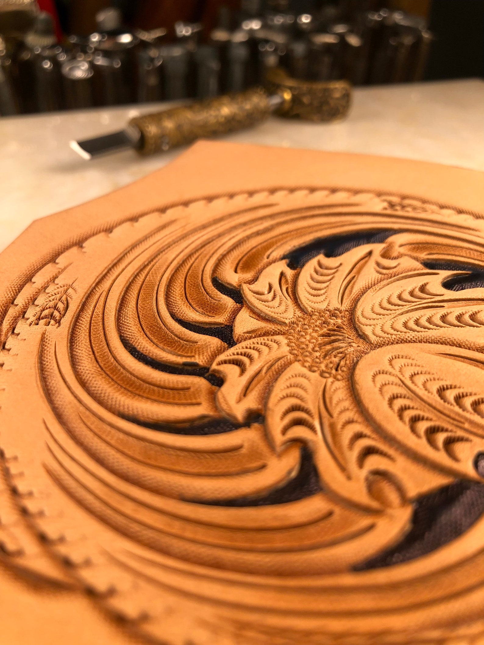 Leather Tooling / Carving Patterns / Stencils. Western Sheridan Flower ...