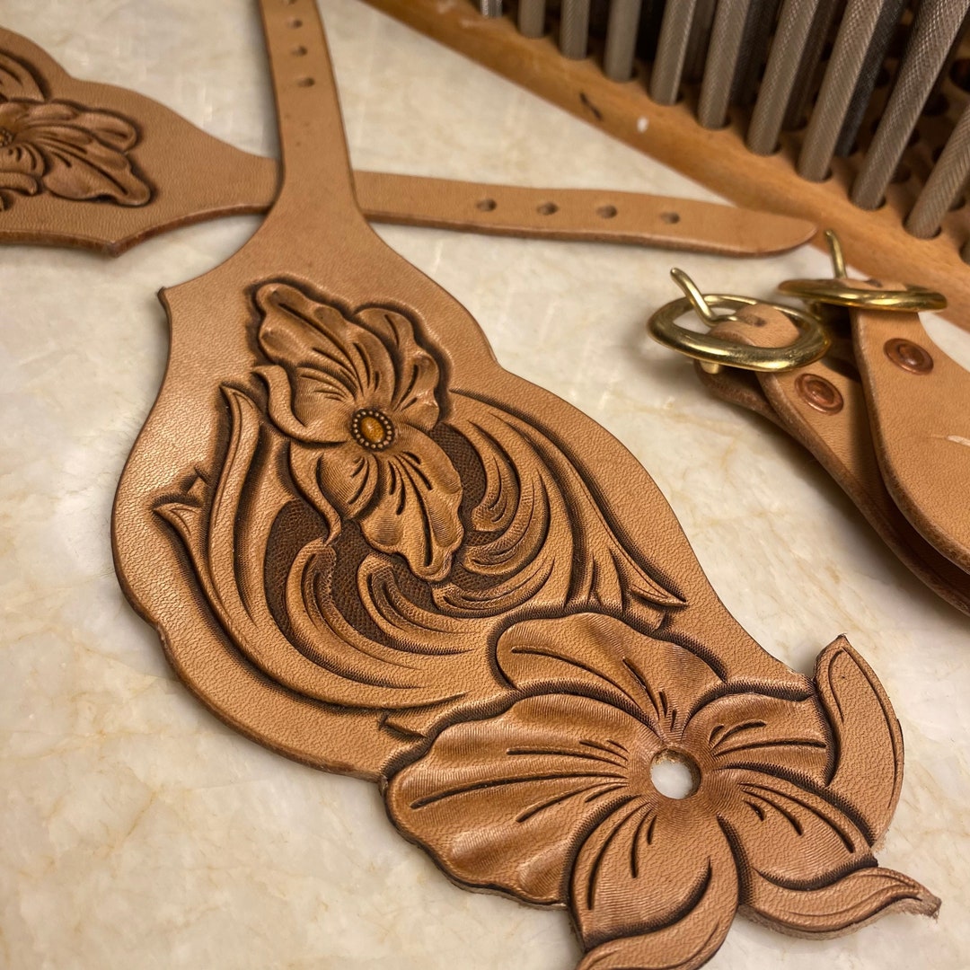 No. 2. Handmade Leather Tooled Spur Straps. Custom Leather Spur Straps ...