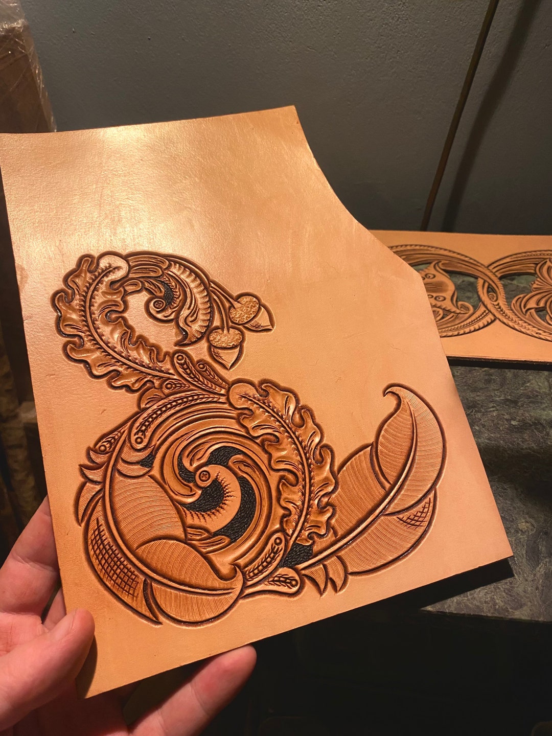 Leather Tooling / Carving Patterns / Stencils. Feather Corner - Etsy