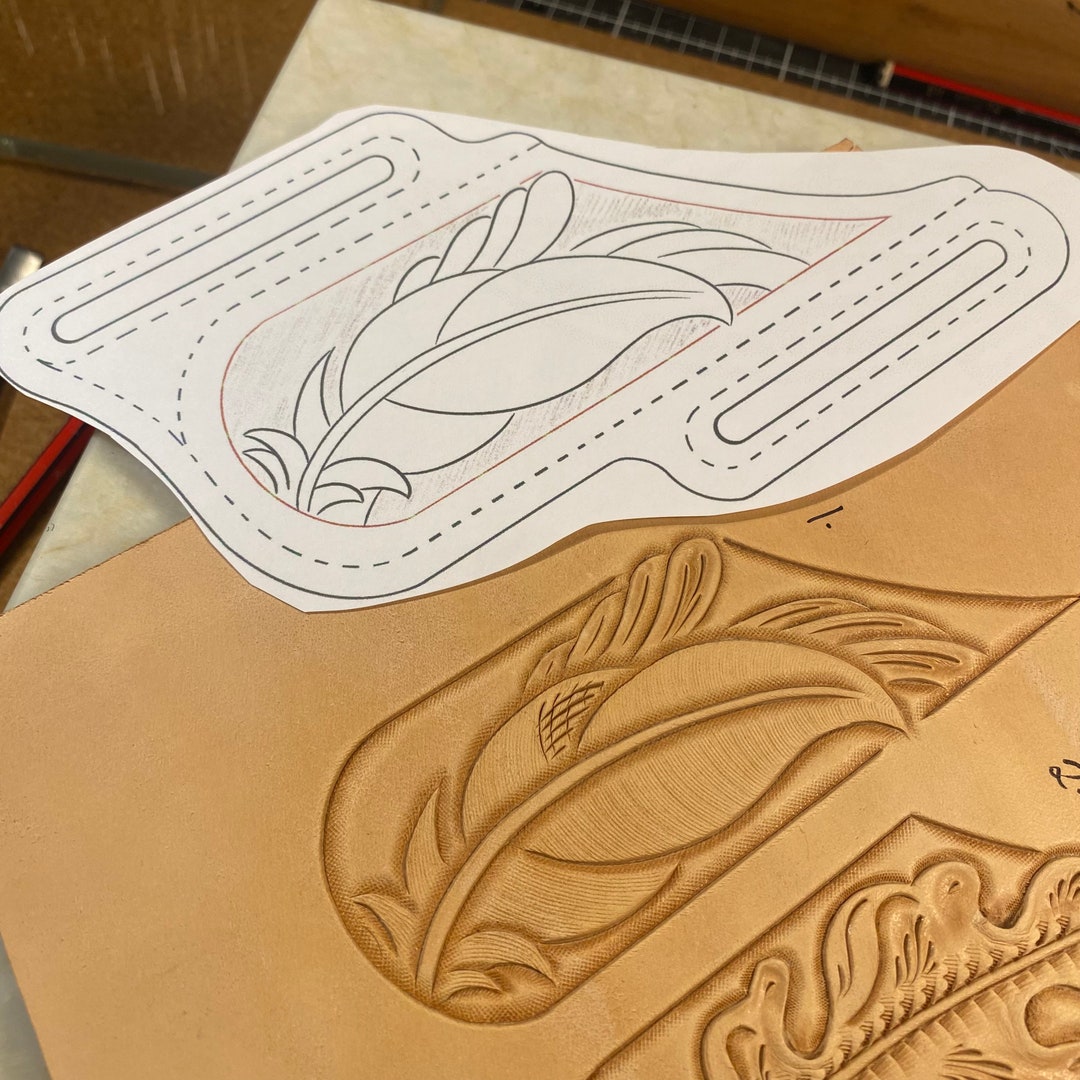 Pancake Sheath 1. Leather Tooling / Carving Pattern / Stencils. 1x ...