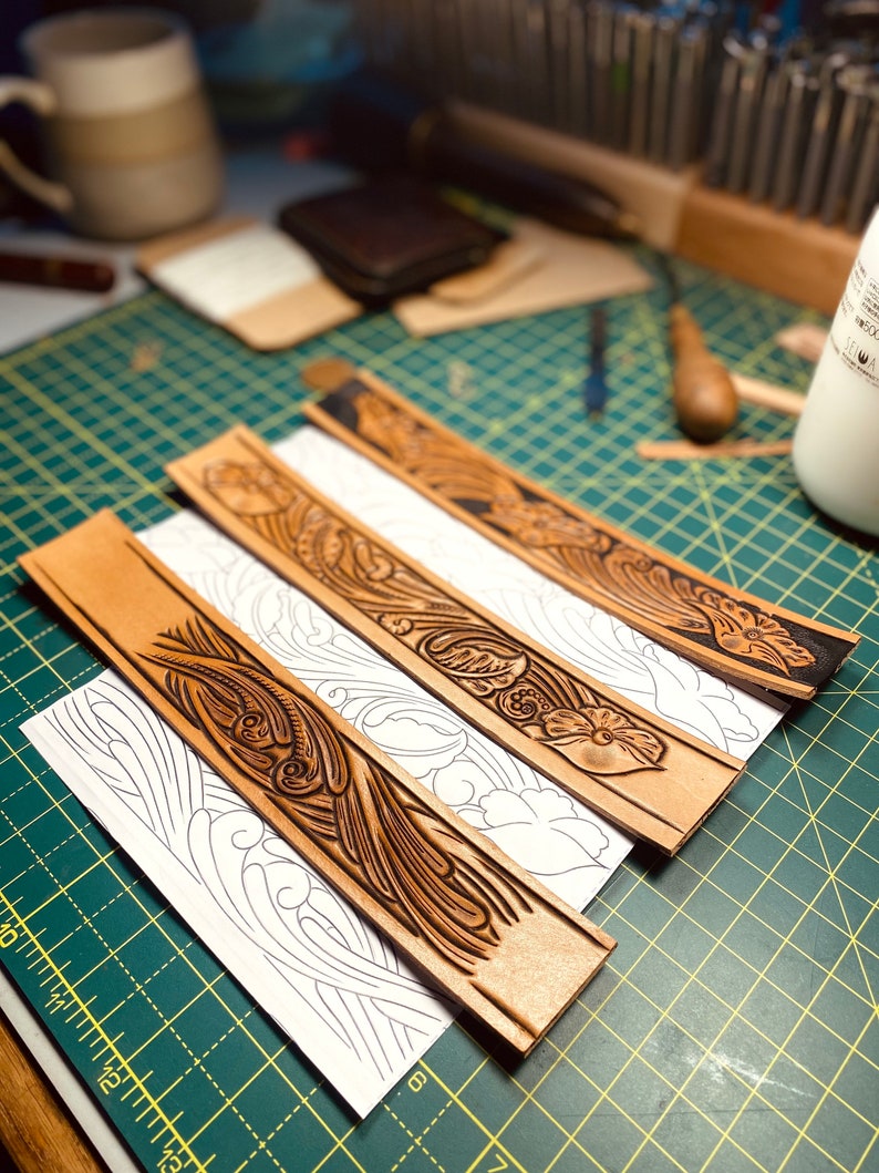Floral Leather Belt Tooling Pattern, Western Carving Stencil (PDF ...