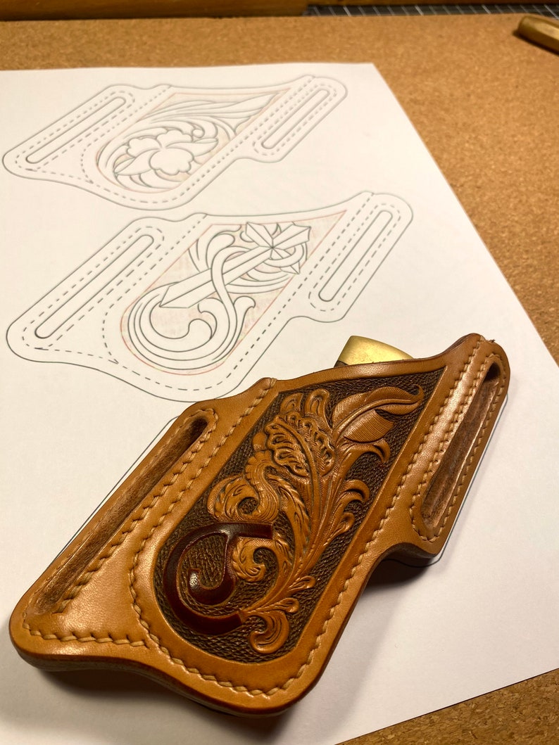 Pancake Sheath 6. Leather Tooling / Carving Pattern / Stencils. Feather ...