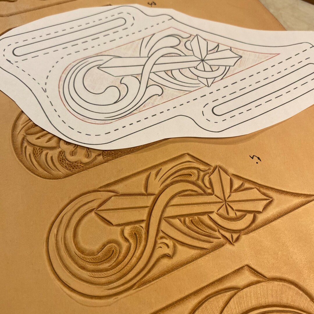 Pancake Sheath 5. Leather Tooling / Carving Pattern / Stencils. Cross ...