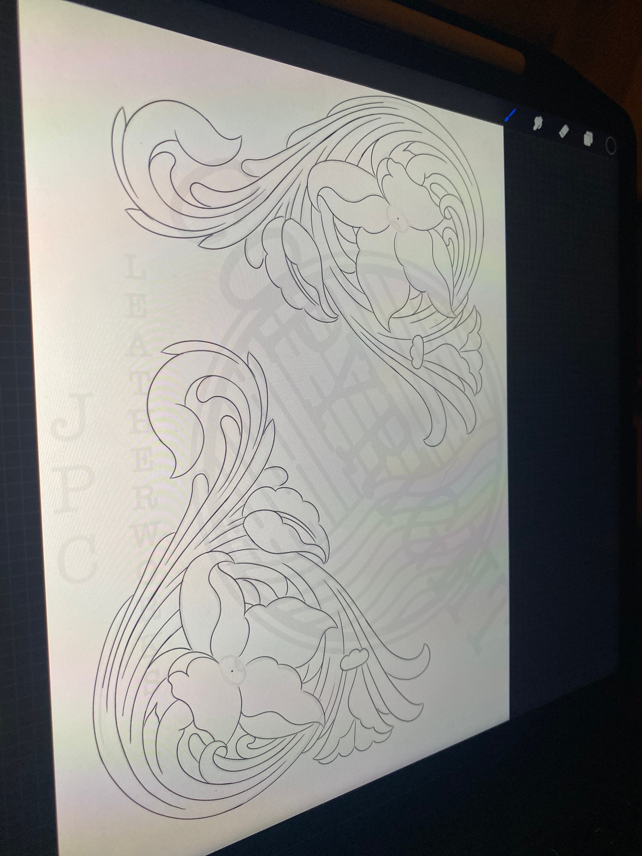 Leather Tooling / Carving Patterns / Stencils. Floral Corner Pattern ...