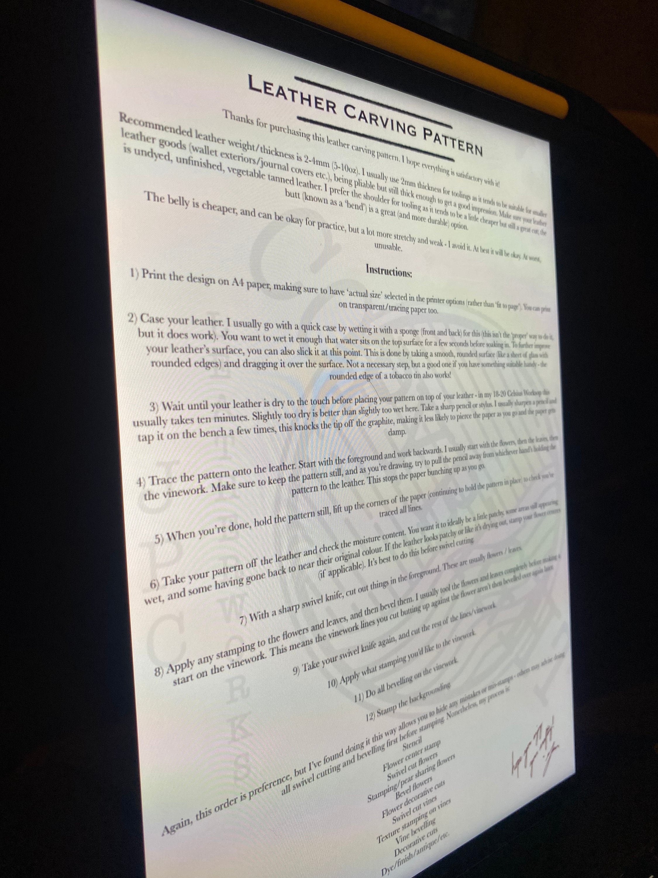 Floral Corner Leather Tooling Pattern, Stencil #8 (PDF Download) - Etsy