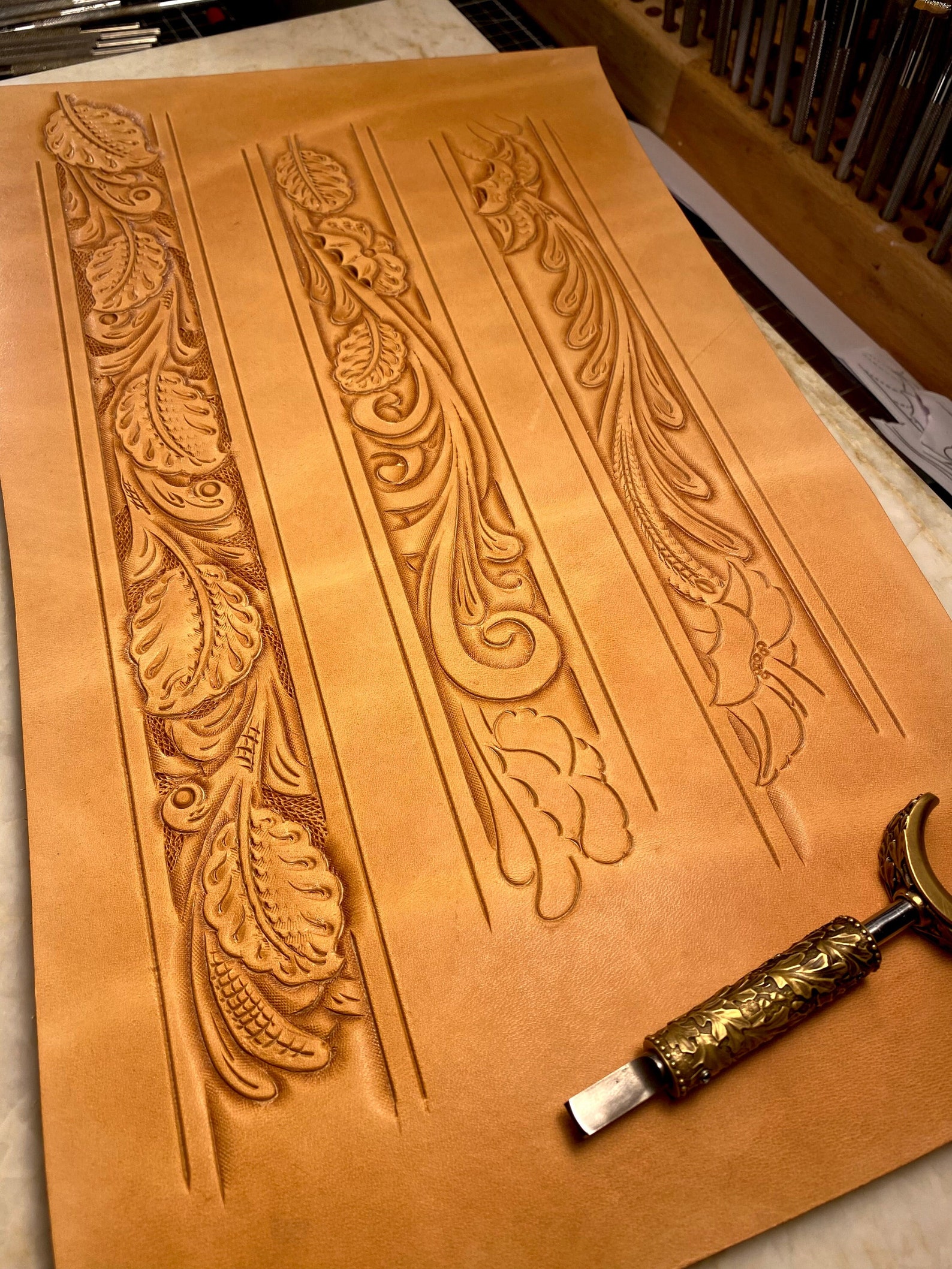 Leather Belt Tooling Patterns, Western Floral Carving (PDF Download) - Etsy
