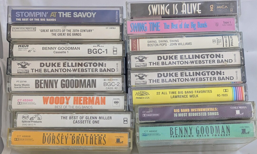 Vintage Lot of 16 Cassette Tapes Benny Goodman Duke Ellington Welk Big ...