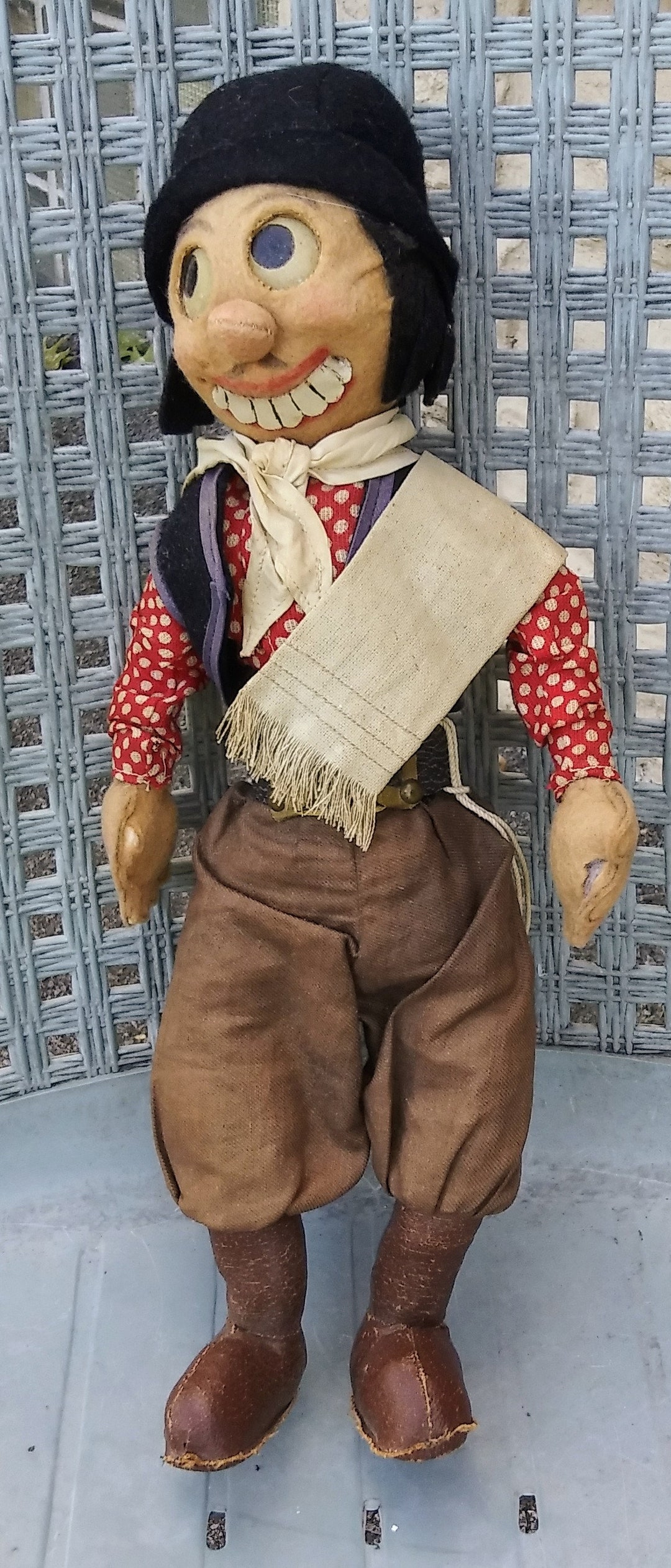 Antique 1930s Hand Sewn Smiling Man Gypsy Doll Puppet Vintage Austria ...