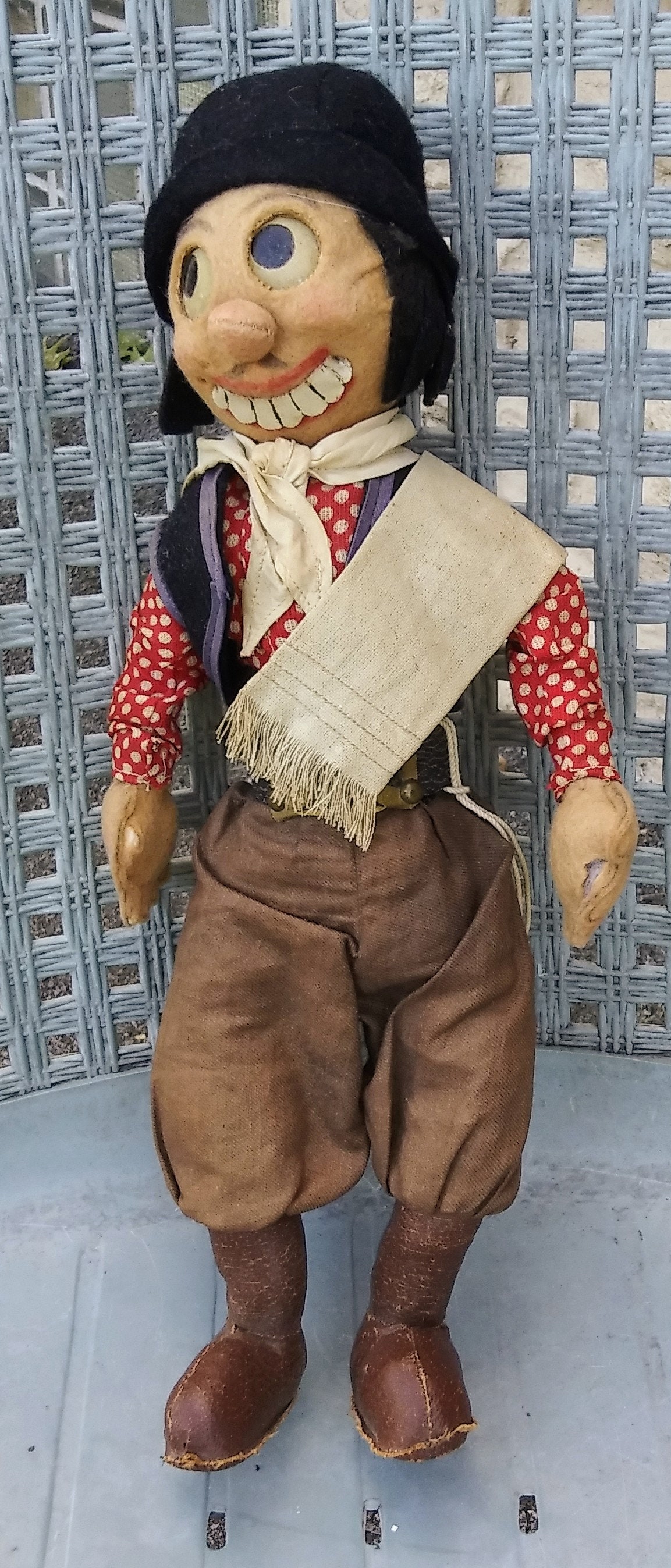 Antique 1930s Hand Sewn Smiling Man Gypsy Doll Puppet Vintage Austria ...