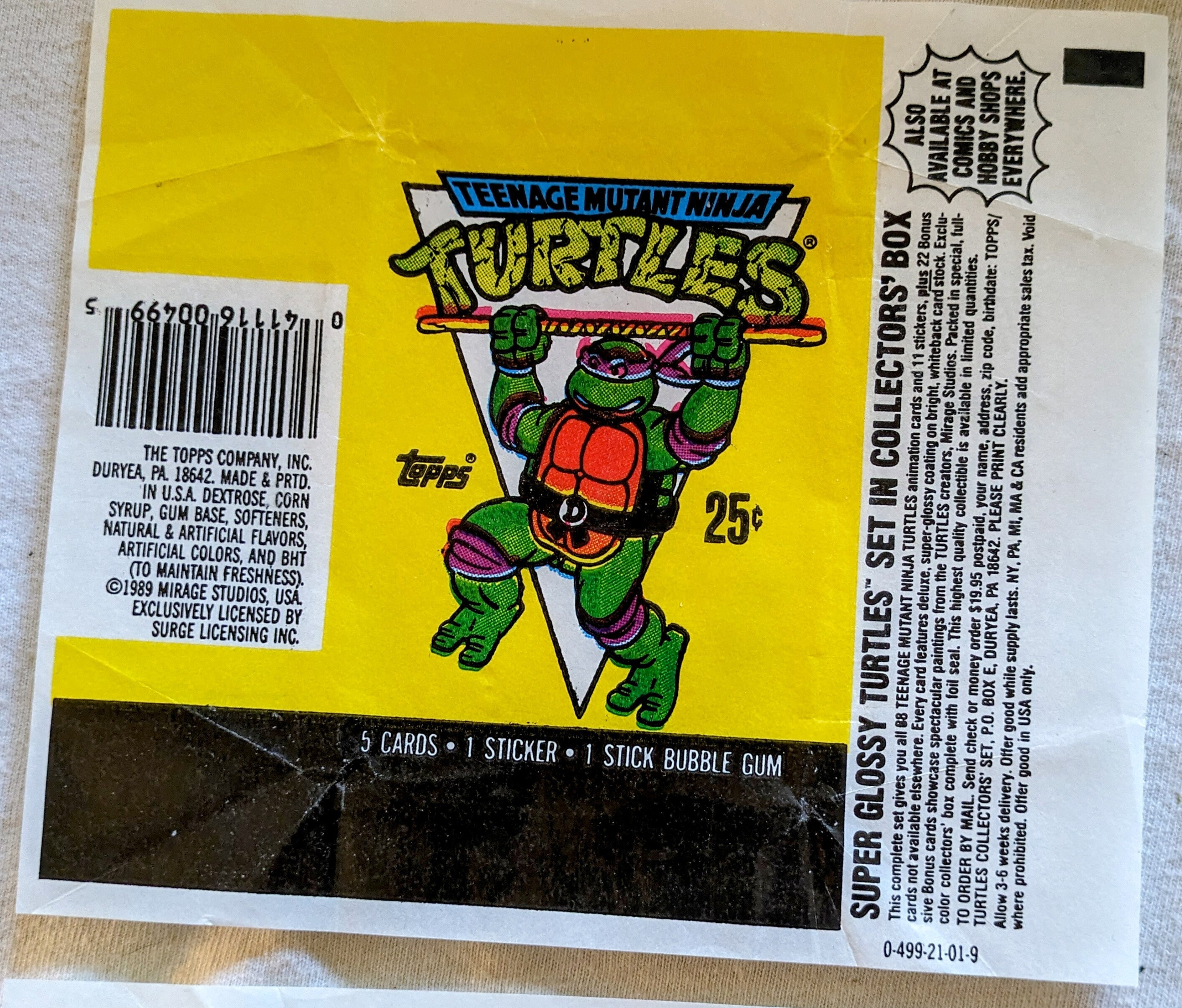 1989 TMNT Teenage Mutant Ninja Turtles Topps 4 Different Empty Wax ...