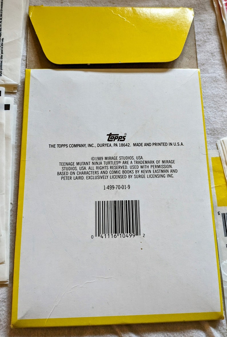 1989 TMNT Teenage Mutant Ninja Turtles Topps Trading Cards Series 1 ...