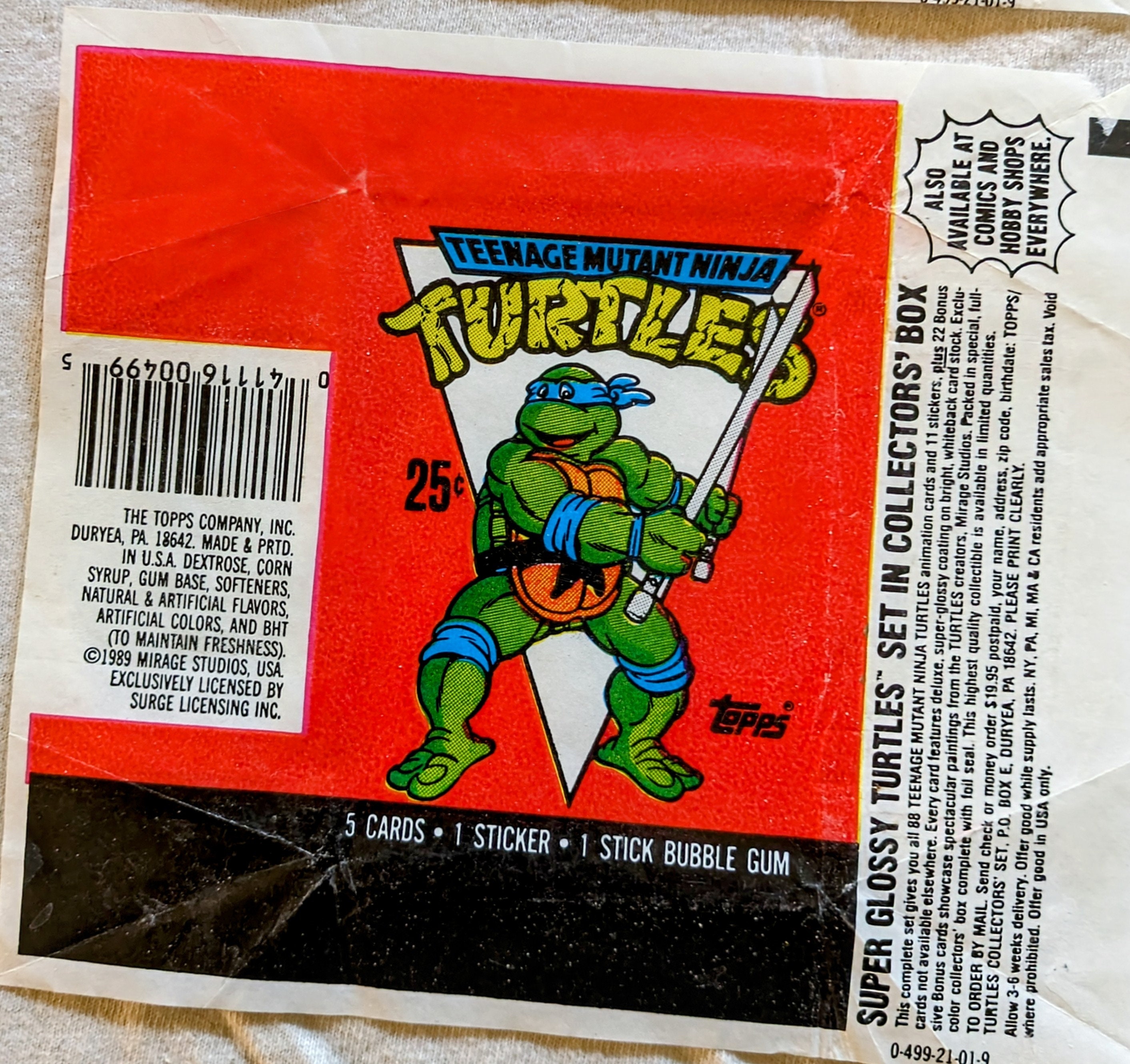 1989 TMNT Teenage Mutant Ninja Turtles Topps 4 Different Empty Wax ...