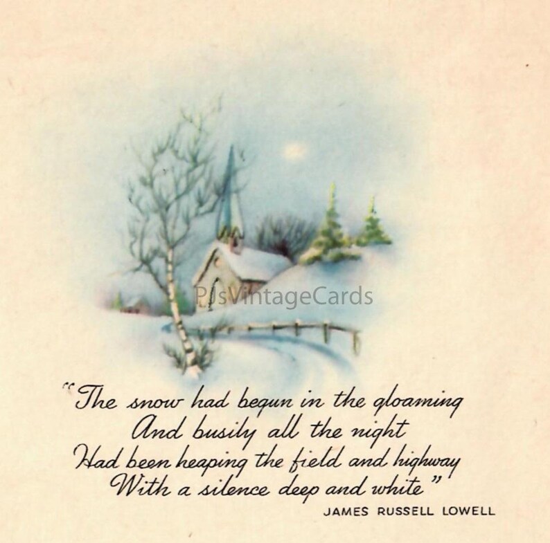 Vintage Silent Night Christmas Card Image, Beautiful Scene Lovely Blues ...