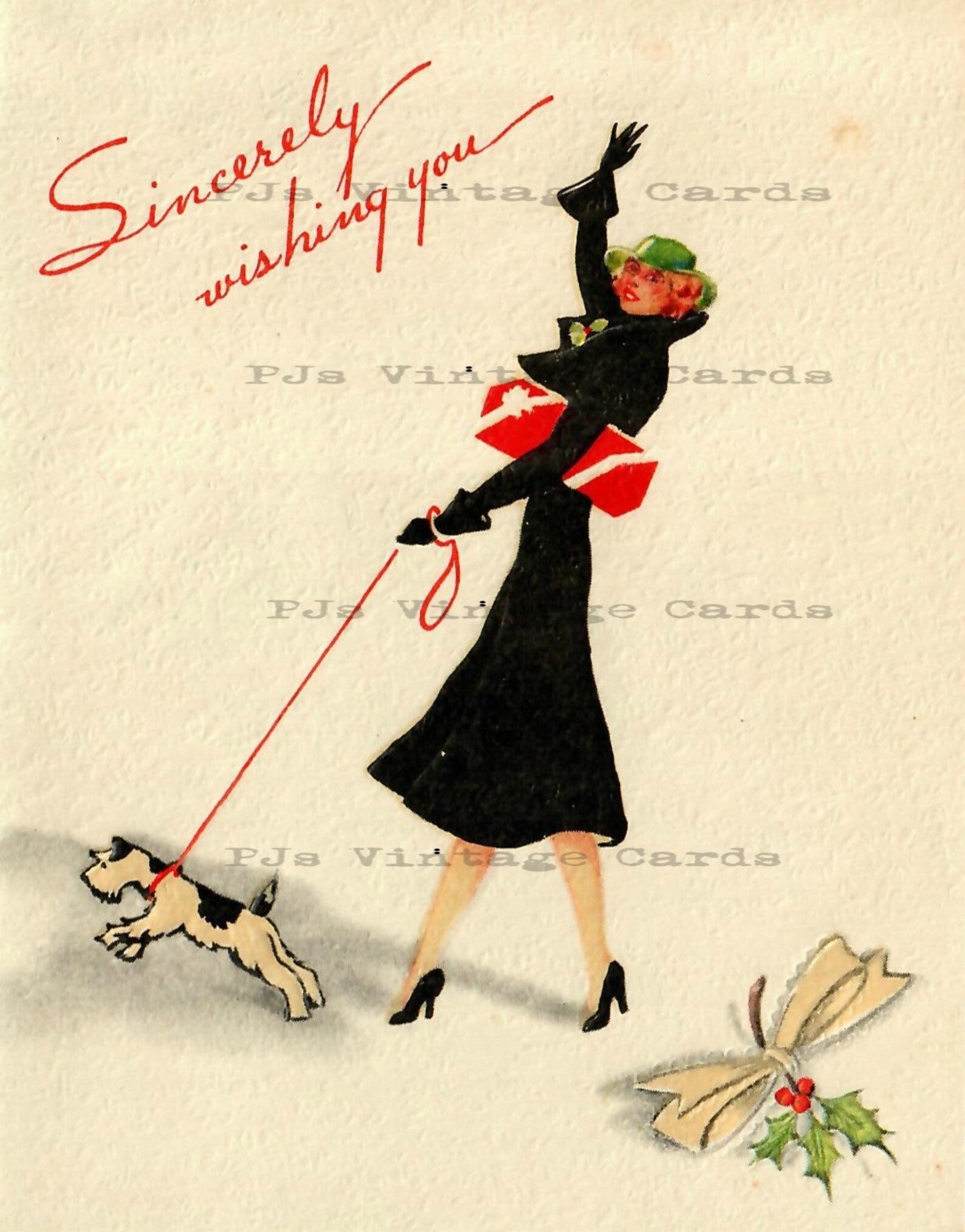 Digital Vintage 1930s Art Deco Christmas Card Image Lady Girl Woman ...