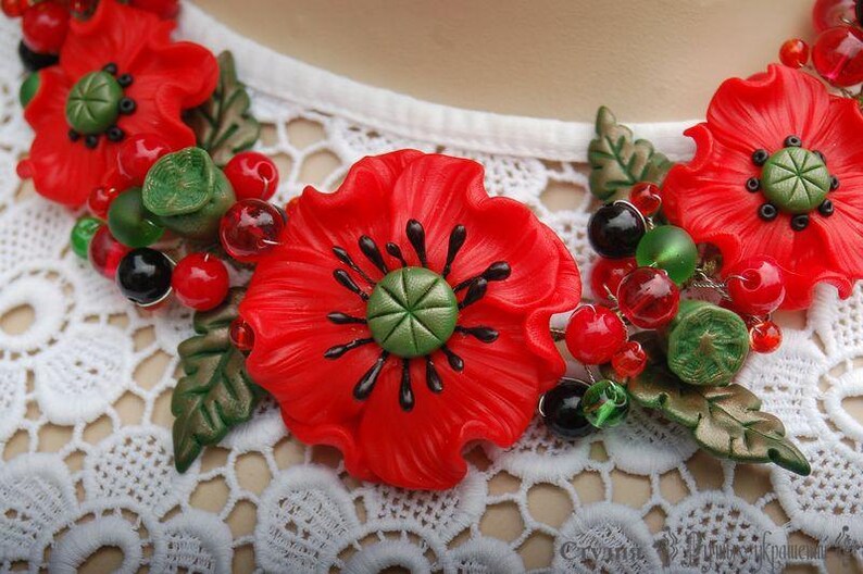 Necklace Poppy Poppy Jewelry Poppies Necklace Flower Necklace - Etsy