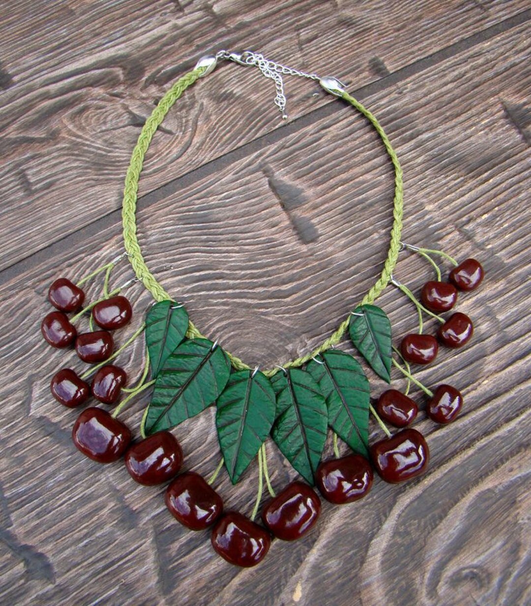 Necklace Black Cherry Jewelry Cherry Necklace Handmade Vintage Cherry ...