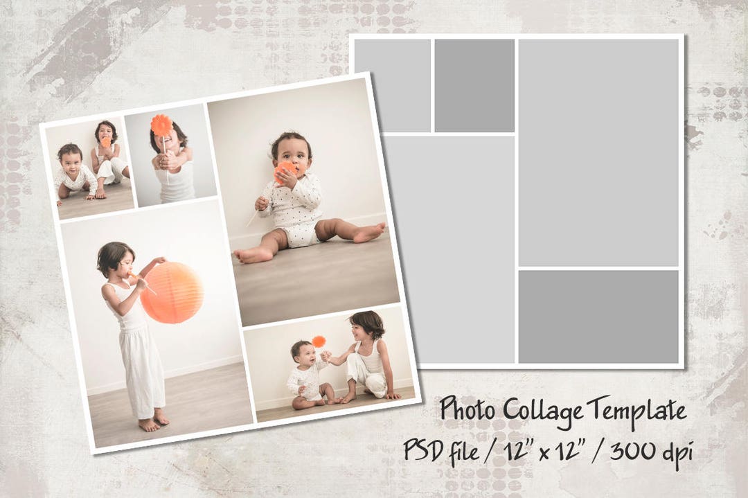 Photo Template, 12x12, Photo Collage Templates, Layered Digital Collage ...
