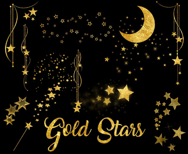 Gold Stars Overlay, Golden Starry Swashes, PNG, Swirl, Stardust, Star ...