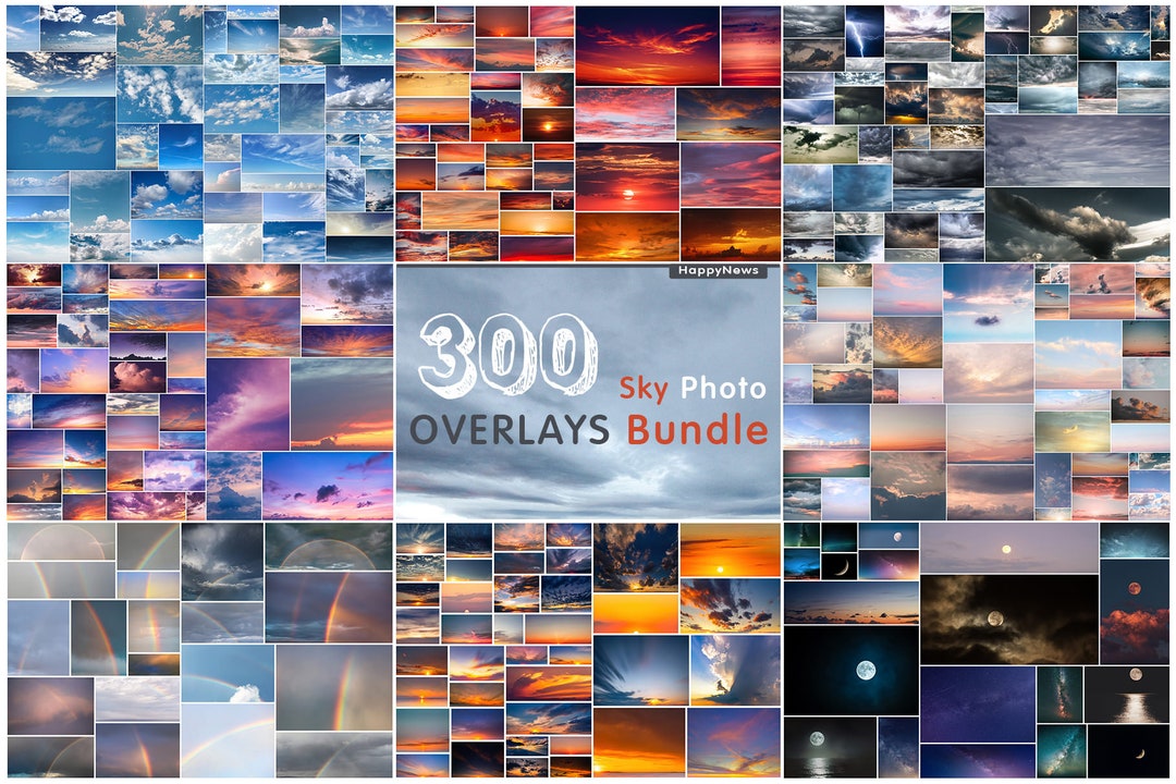 300 Sky Bundle Photo Overlays, Cloud, Overlay Skies, Romantic Sky ...