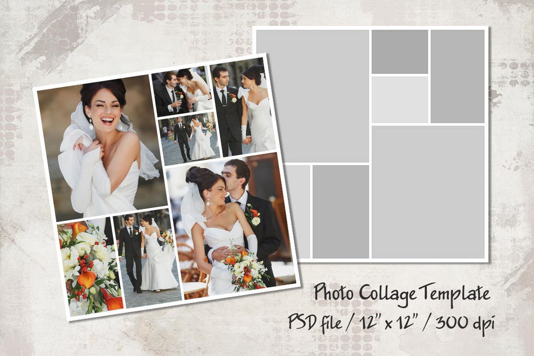 Photo Template 12x12 Photo Collage Template Layered Digital - Etsy