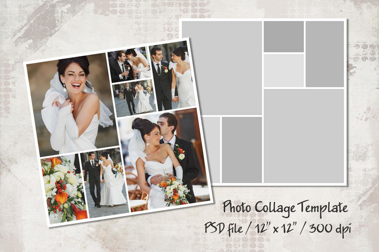 Photo Template 12x12 Photo Collage Template Layered Digital | Etsy