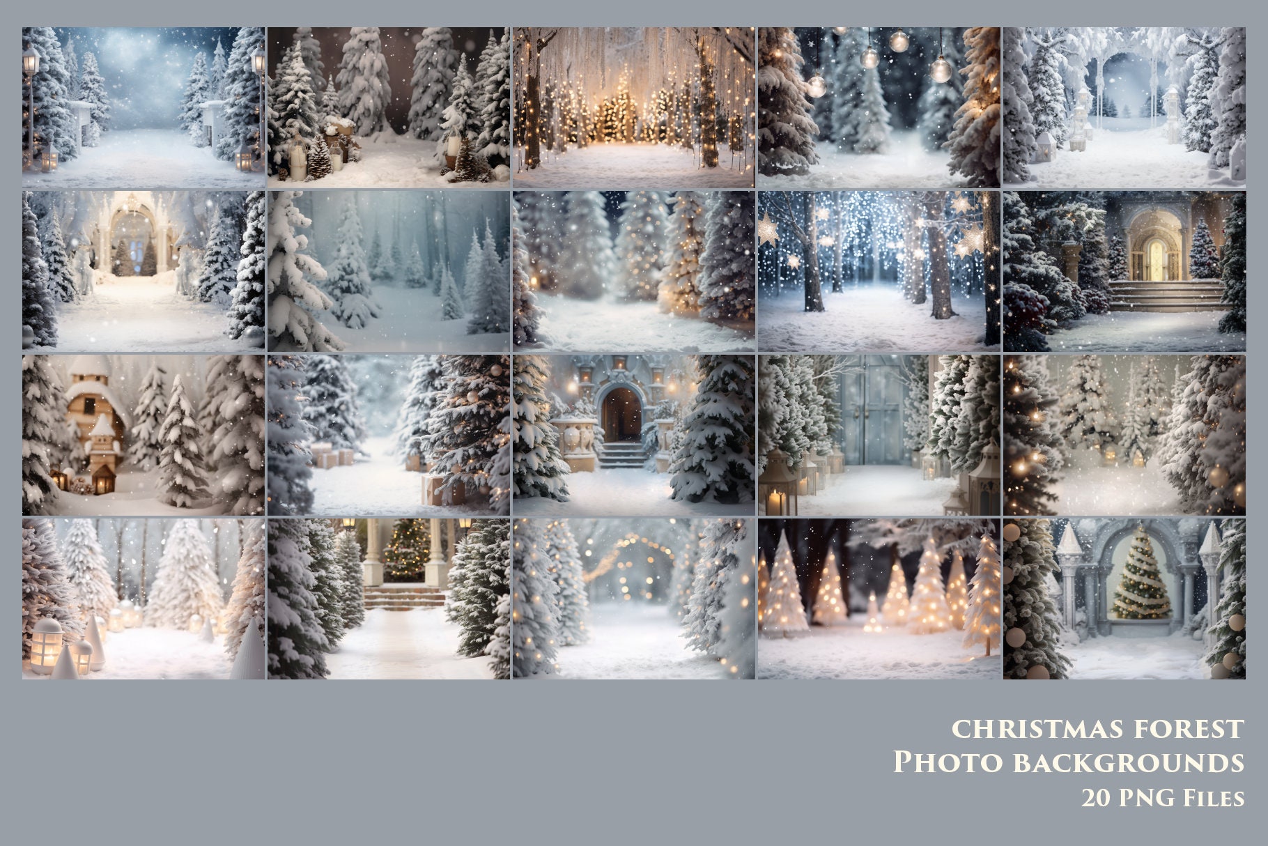 Christmas Forest Backdrops, Winter, Snow, Magic Forest, Bokeh Digital ...